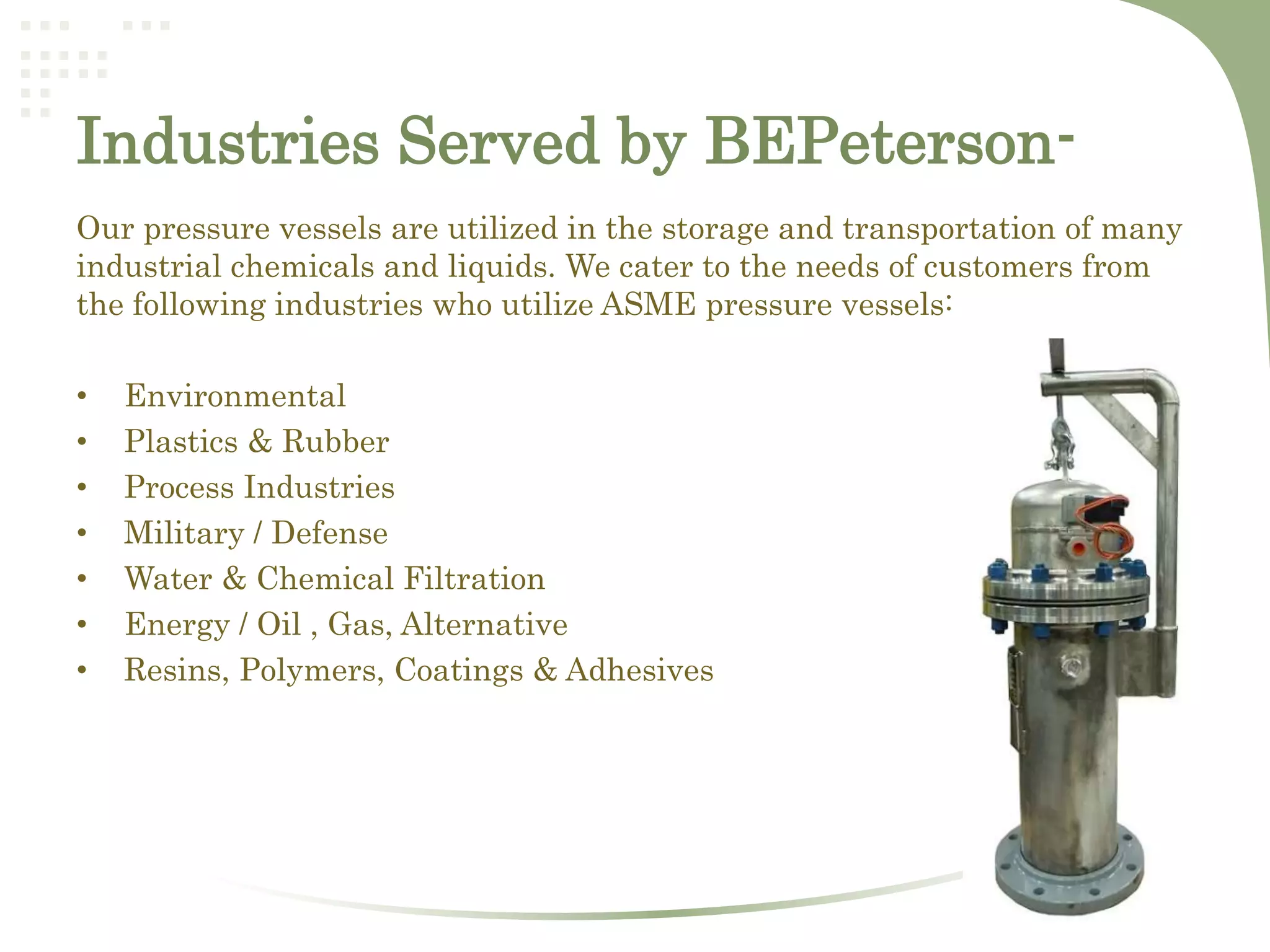 BEPeterson - ASME Pressure Vessels | PPT