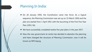Planning in India presentation | PPTX
