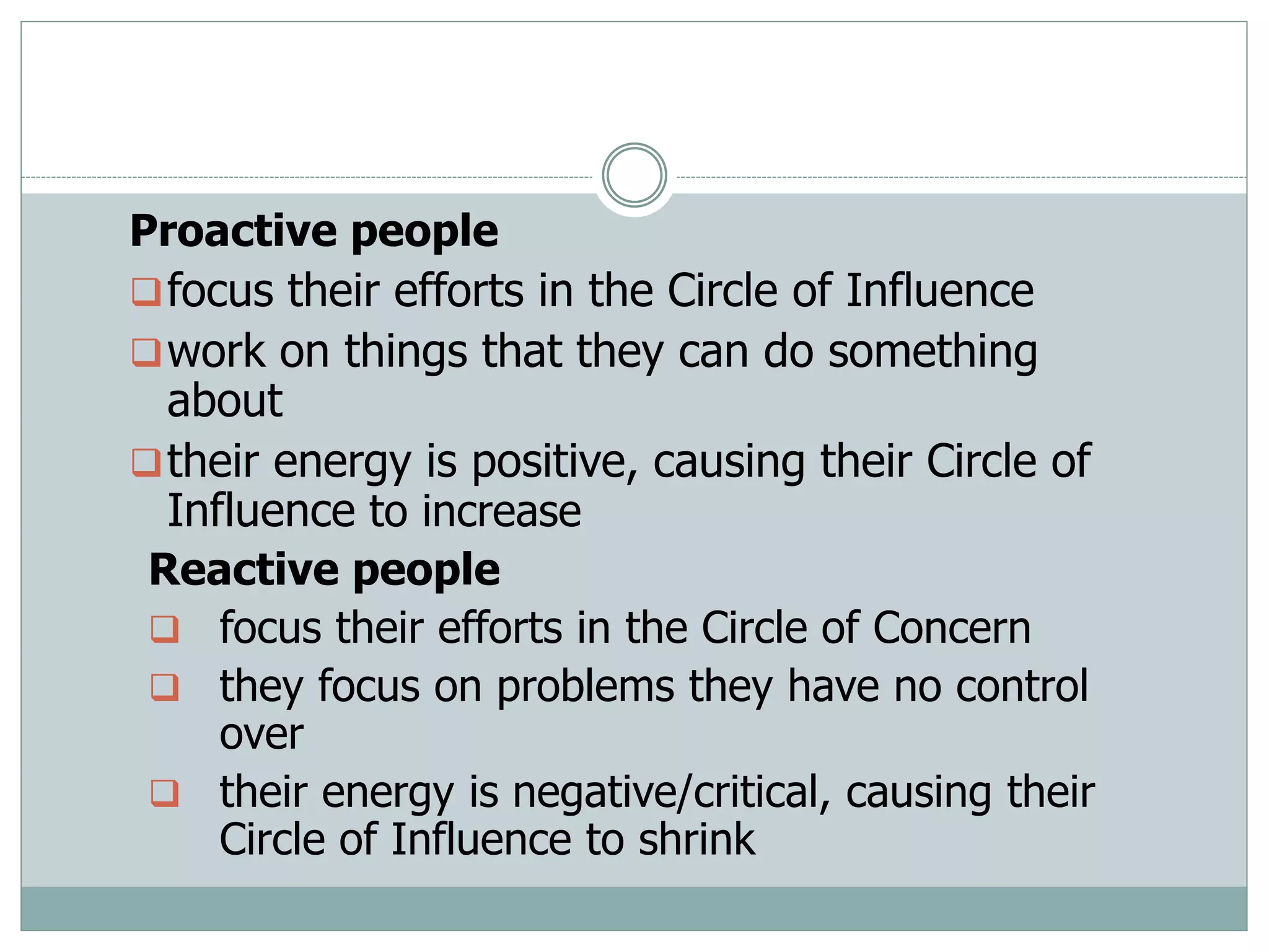 Be proactive by Stephen R.Covey 1ST HABIT | PPT