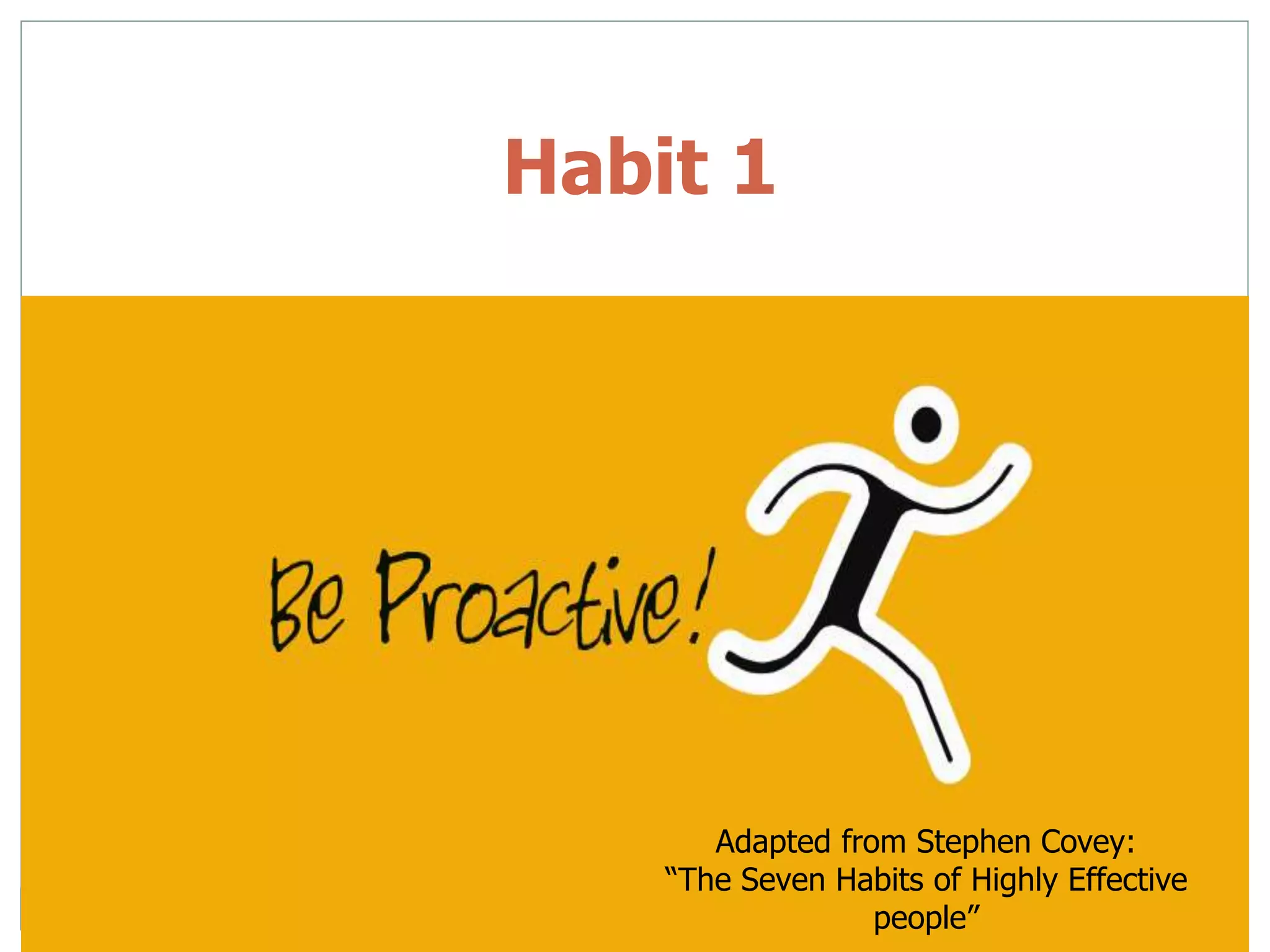 Be proactive by Stephen R.Covey 1ST HABIT | PPT