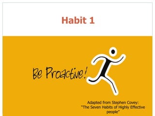 Be proactive by Stephen R.Covey 1ST HABIT | PPT