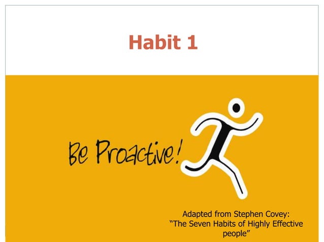 Be proactive by Stephen R.Covey 1ST HABIT | PPT