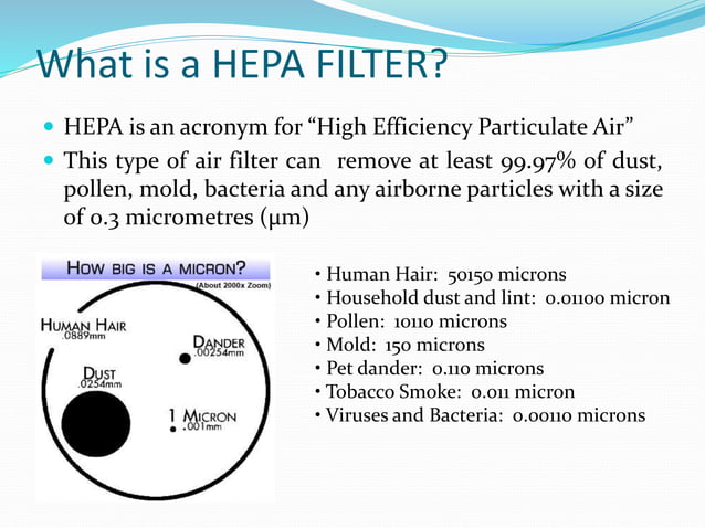 AIR FILTERATION USING HEPA FILTERS | PPT