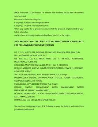 Computer Science Projects for ieee 2011 SBGC ( Chennai, Trichy ...