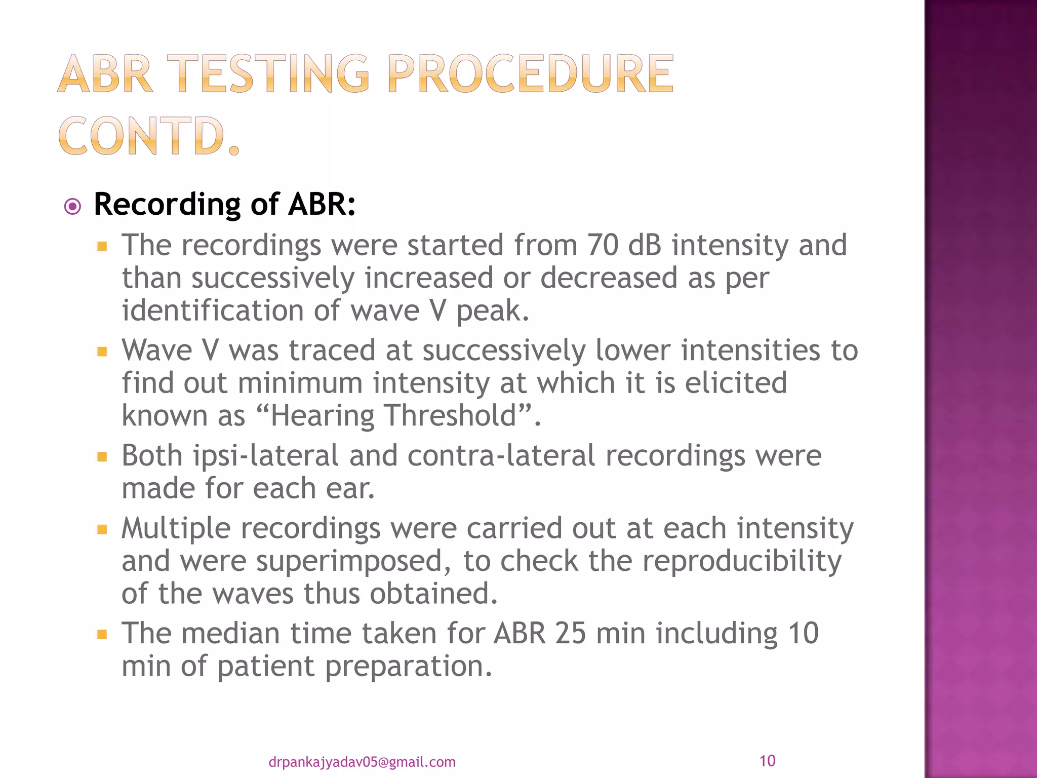 Auditory brainstem response (ABR) | PPTX