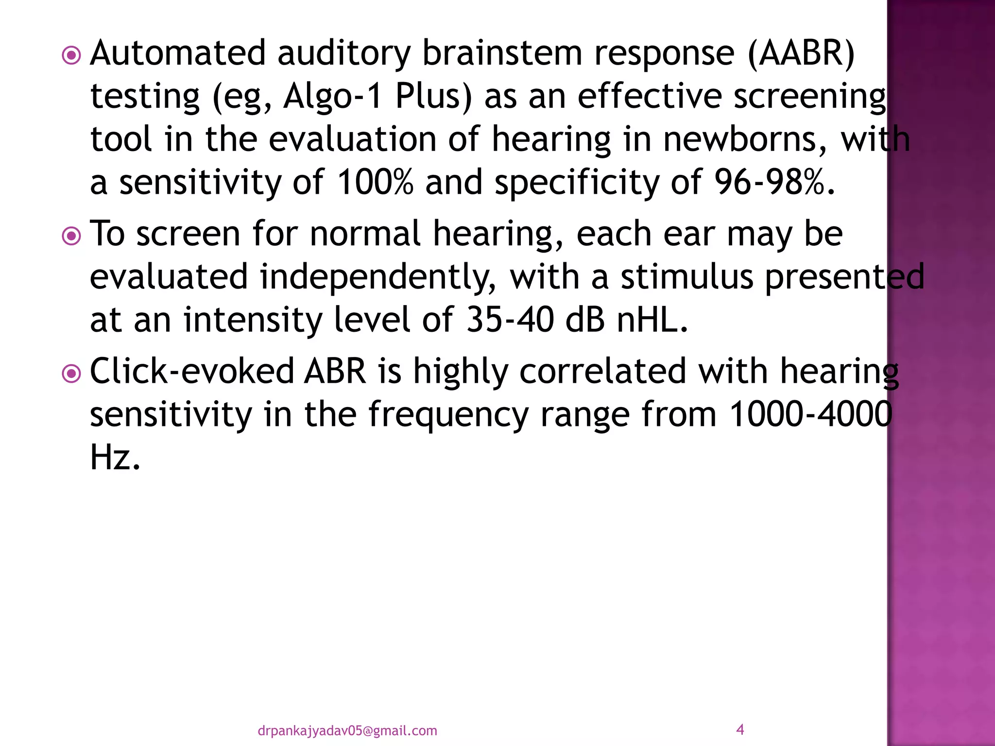 Auditory brainstem response (ABR) | PPTX