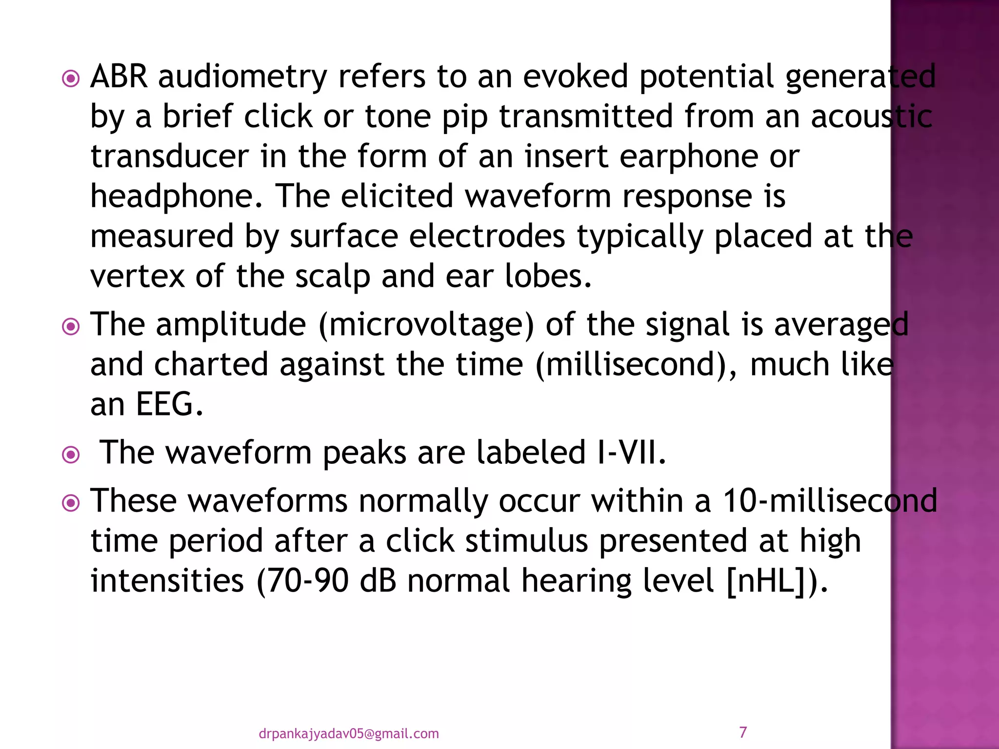 Auditory brainstem response (ABR) | PPTX