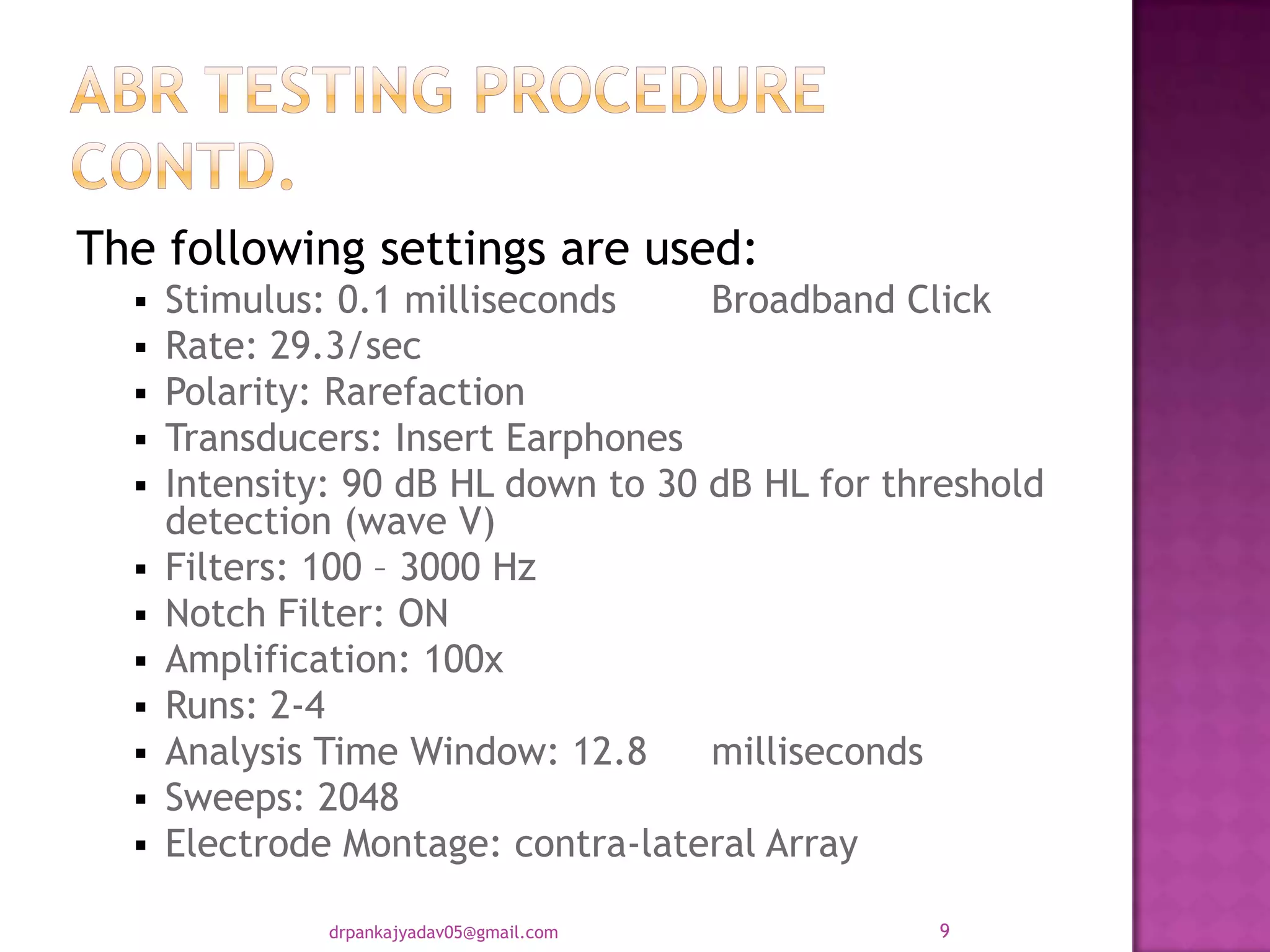 Auditory brainstem response (ABR) | PPTX
