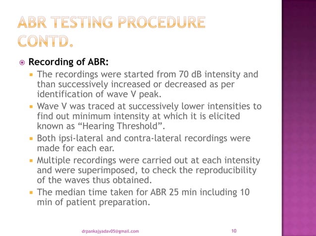 Auditory brainstem response (ABR) | PPTX | Digital Audio | Computer ...