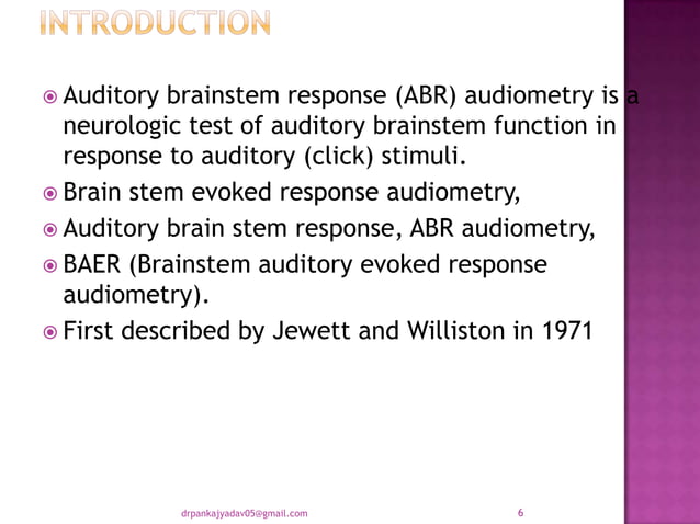 Auditory brainstem response (ABR) | PPTX | Digital Audio | Computer ...