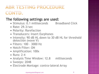 Auditory brainstem response (ABR) | PPTX