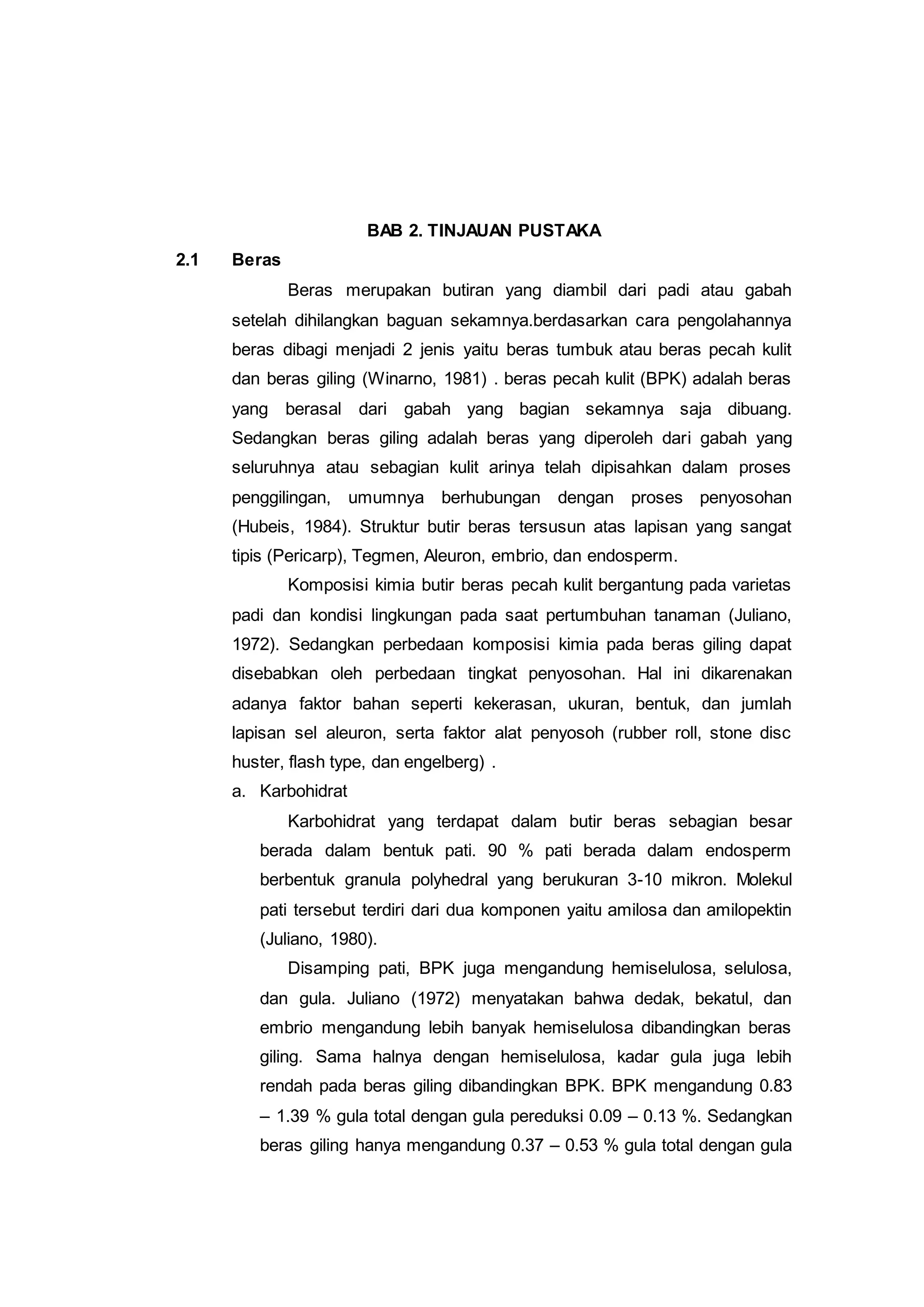 Perbedaan Kualitas Beras Sosoh dan Beras tanpa disosoh | DOCX