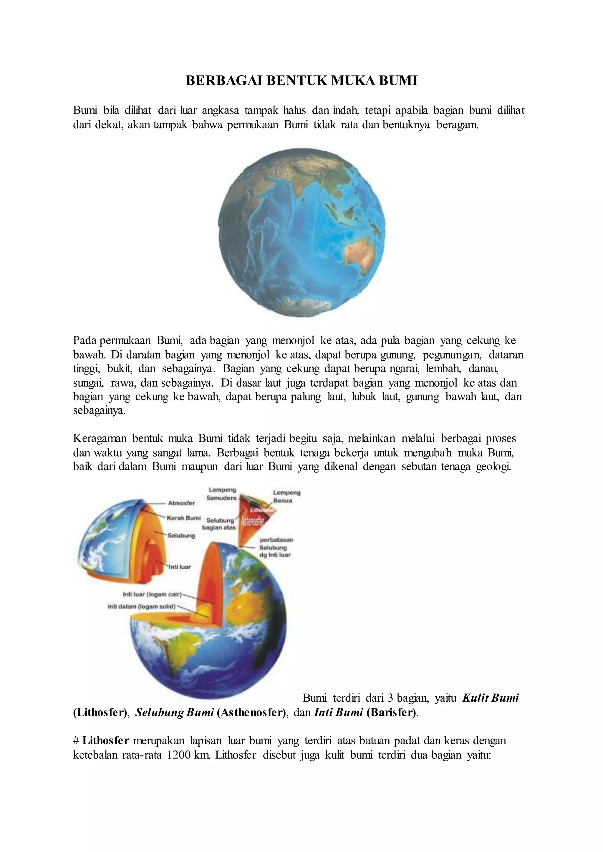 Berbagai bentuk muka bumi | DOCX