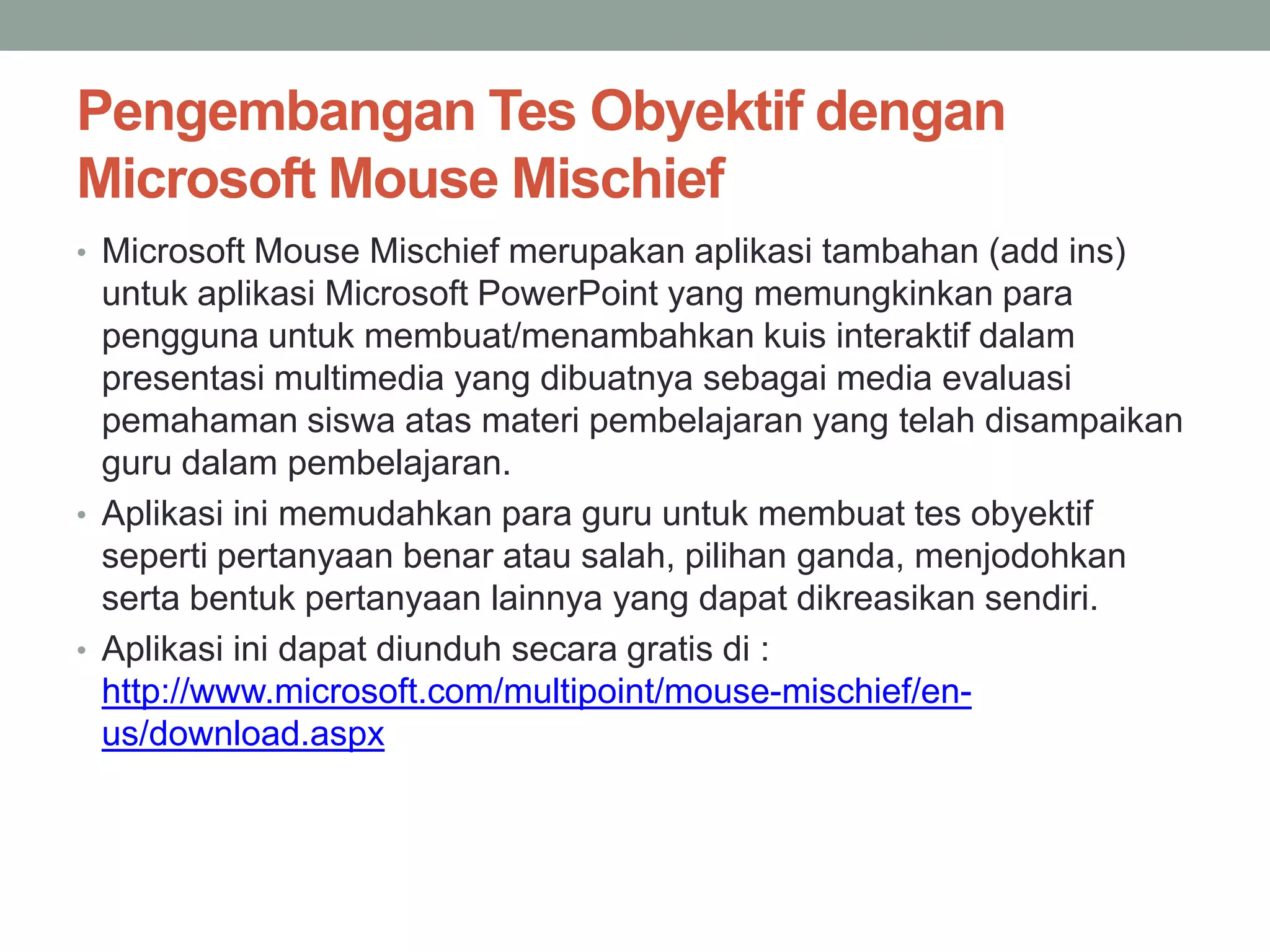 Berbagai Contoh Kuis dengan Microsoft Mouse Mischief | PPTX