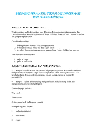 Berbagai peralatan teknologi informasi dan komunikasi | PDF