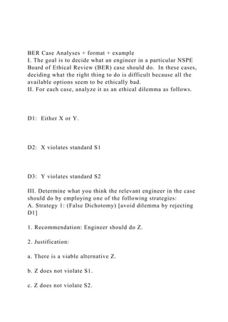 BER Case Analyses + format + example I. The goal is to decide .docx ...