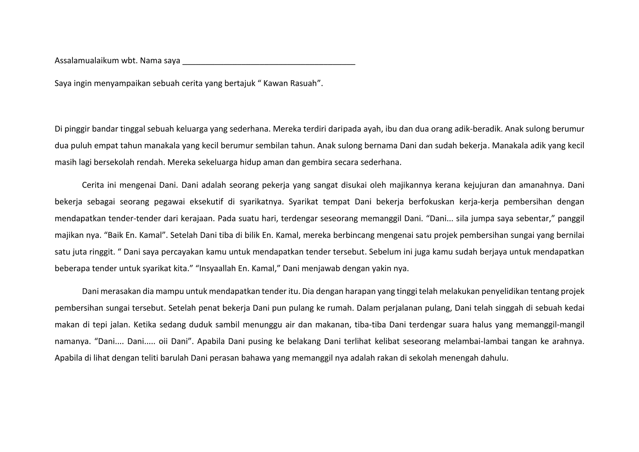 Kisah pendek tentang rasuah yang berlaku | PDF