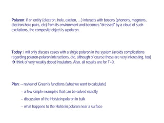 Polarons in bulk and near surfaces | PPT