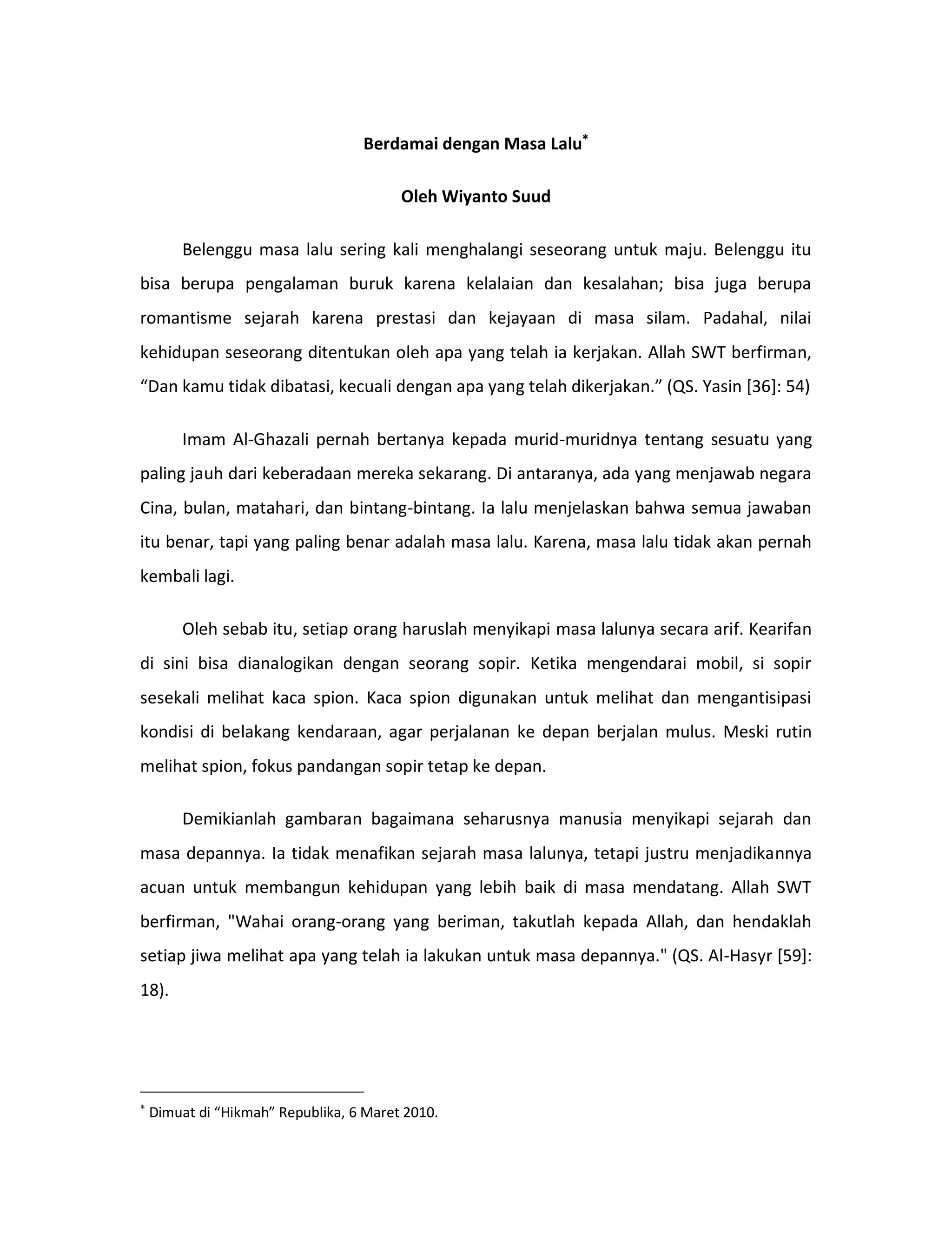 Berdamai dengan masa lalu | PDF