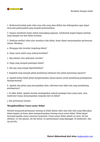 Berdebat Dengan Indah.pdf materi kelas sepuluh baba 6 | PDF