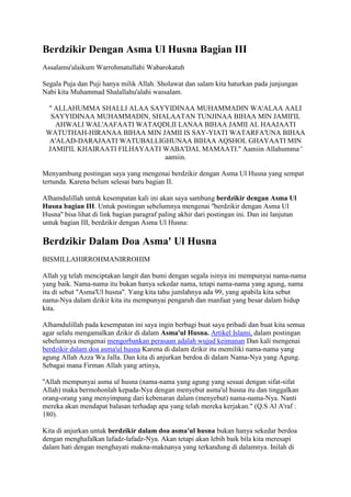 Berdzikir Dengan Asma Ul Husna. Menggapai Maghfiroh | DOCX