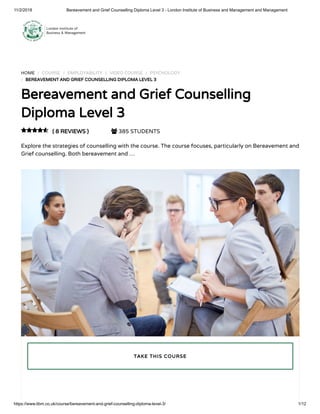 Bereavement and Grief Counselling Diploma - LIBM | PDF