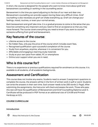 Bereavement and Grief Counselling Diploma - LIBM | PDF