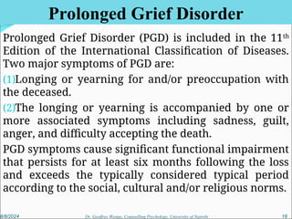 Bereavement, Prolonged Grief Disorder and Depression Community Setting ...