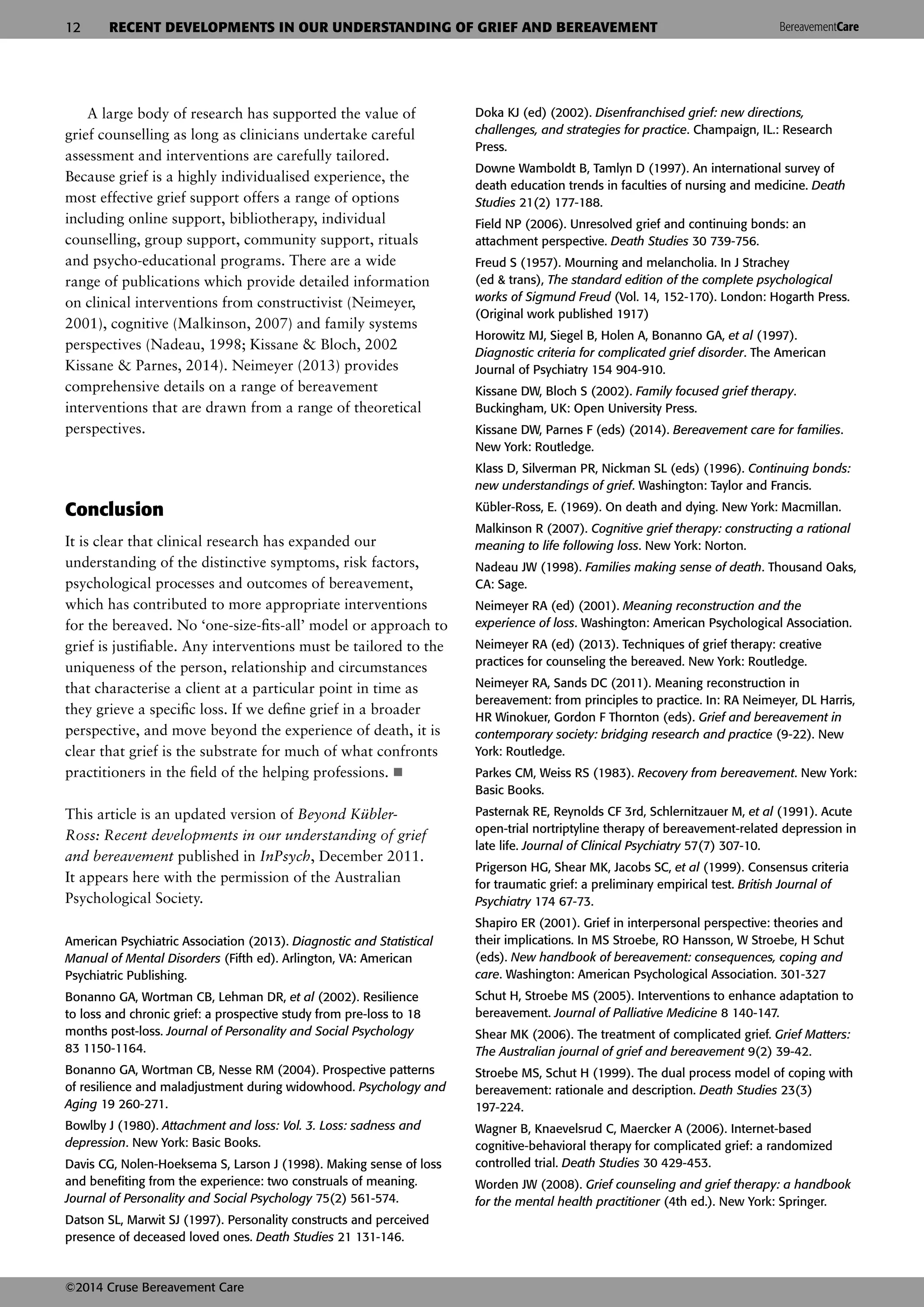 Bereavement Theory Recent Developments in our understanding of grief ...