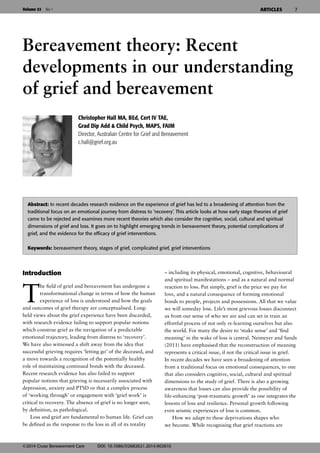 Bereavement Theory Recent Developments in our understanding of grief and bereavement | PDF ...
