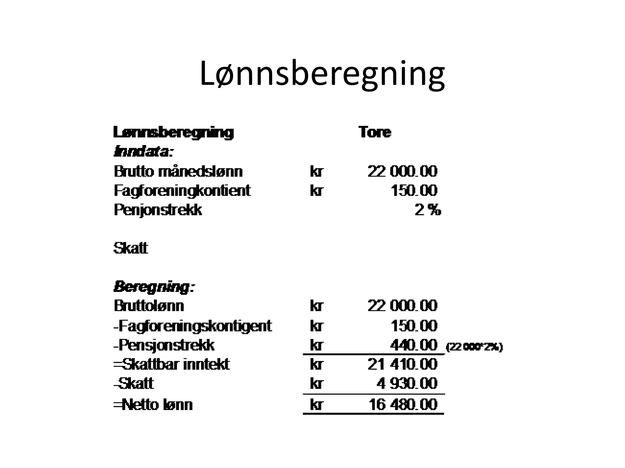 Beregning av lønn Gruppepresentasjon | PPTX