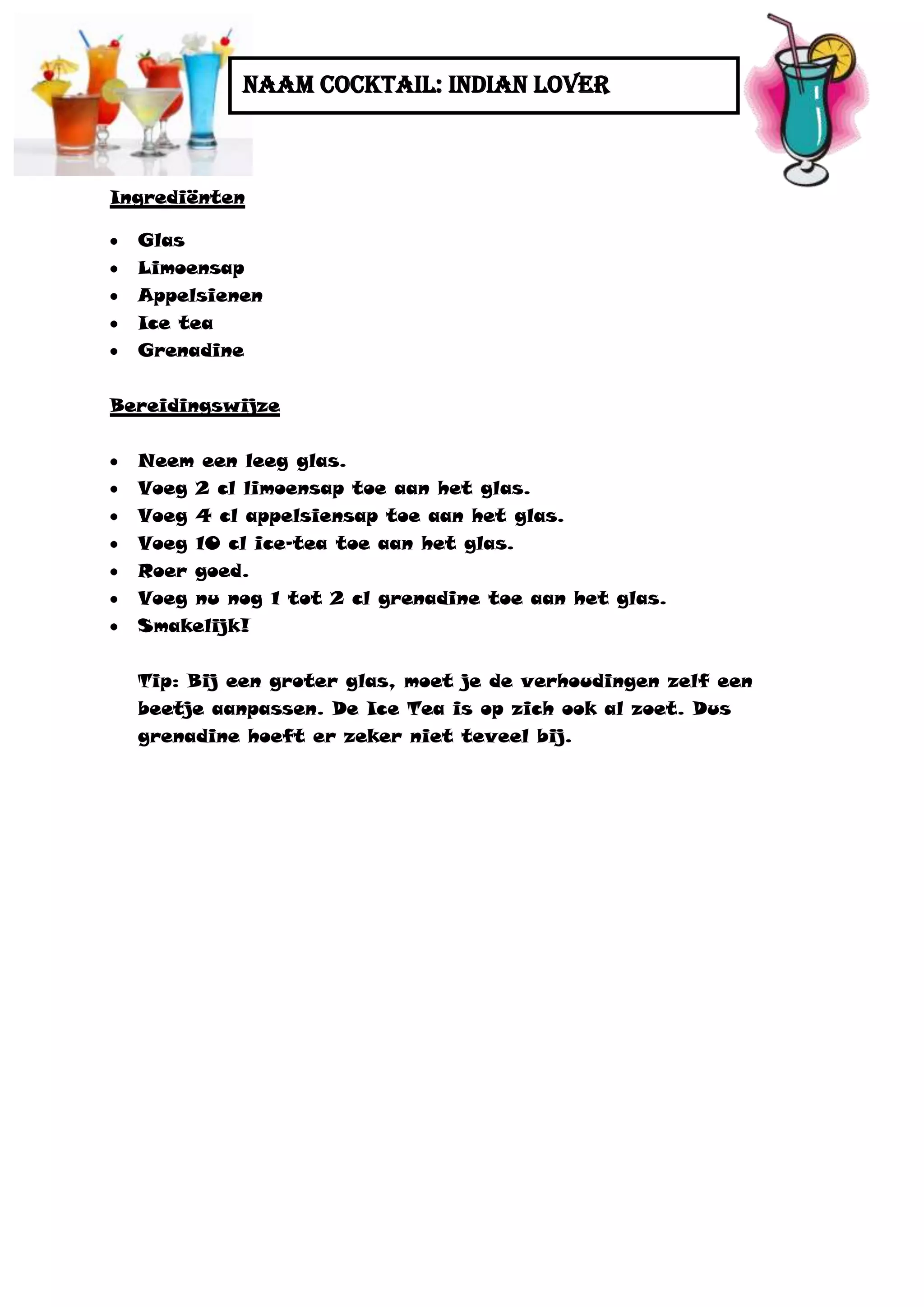 Bereiding indian lover | DOCX