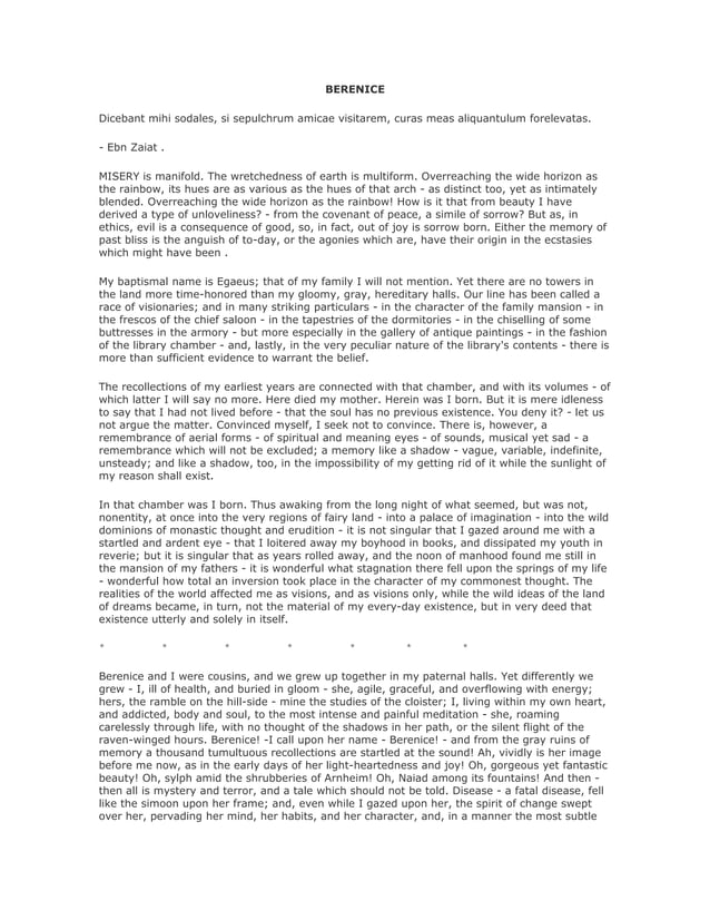 Berenice by edgar allan poe | DOC