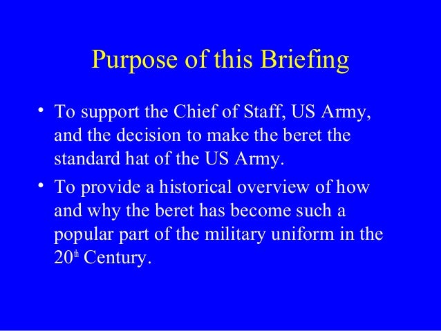 U.S. Army Black Beret Briefing