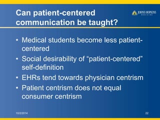 Patient-Centered Communication: A Useful Clinical Review | PPTX