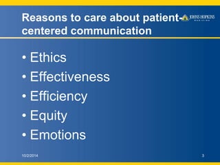Patient-Centered Communication: A Useful Clinical Review | PPTX