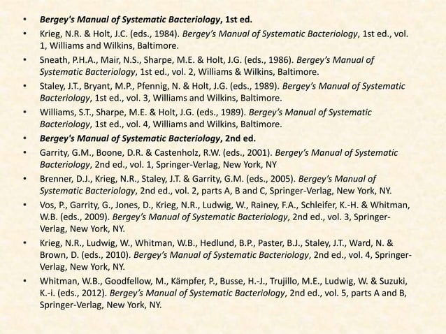 Bergey's Manual of systematic bacteriology | PPTX