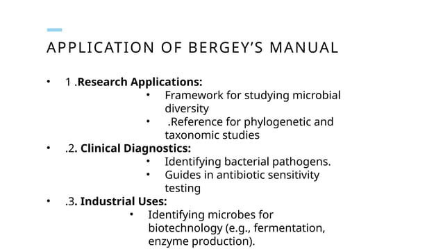 Bergey’s manual classificationBergey’s manual classification.pptx
