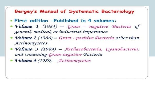 Bergey’s manual classificationBergey’s manual classification.pptx