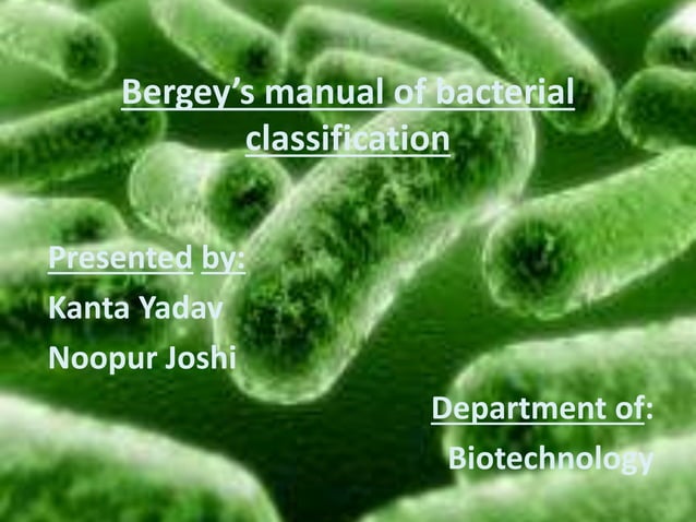 Bergey’s manual of bacterial classification | PPTX