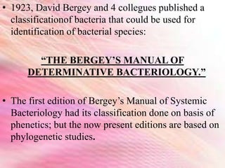 Bergey’s manual of bacterial classification | PPTX
