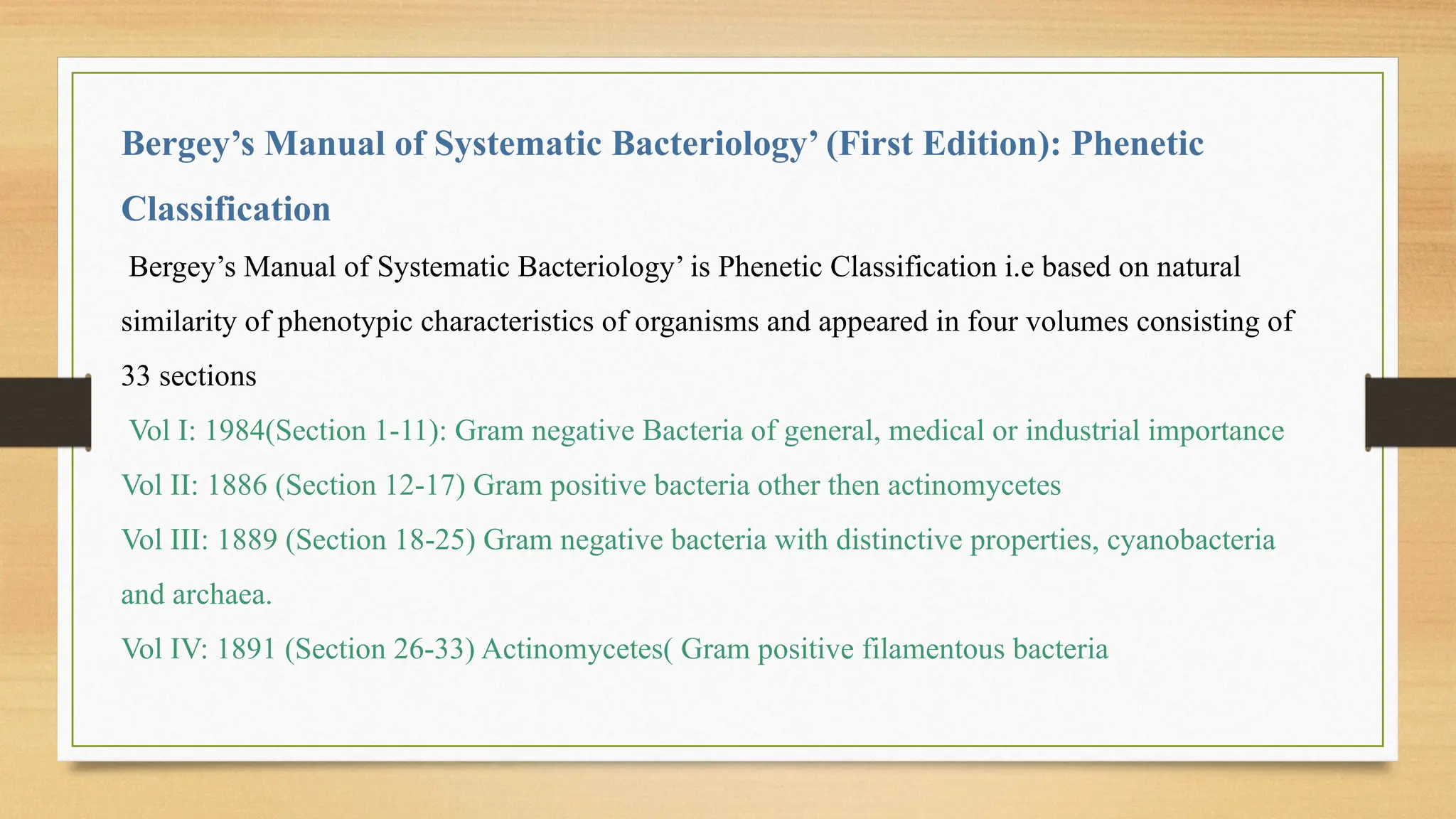 Bergys manual Bacteria used for bacteriaal classification | PPTX