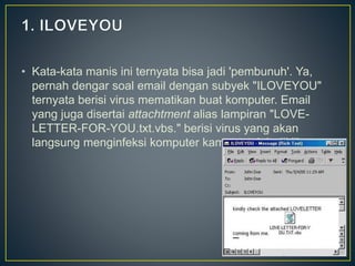 Berikut 15 virus komputer dan dampaknya | PPTX
