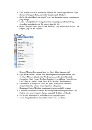Berikut merupakan menu ms. excel | PDF