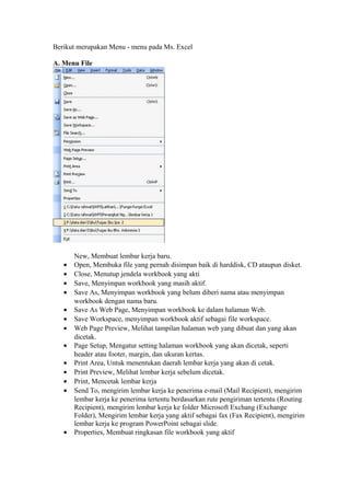 Menu-menu Utama Ms. Excel | PDF