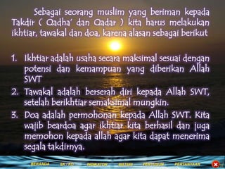 Beriman kepada qadha’ dan qhadar | PPTX