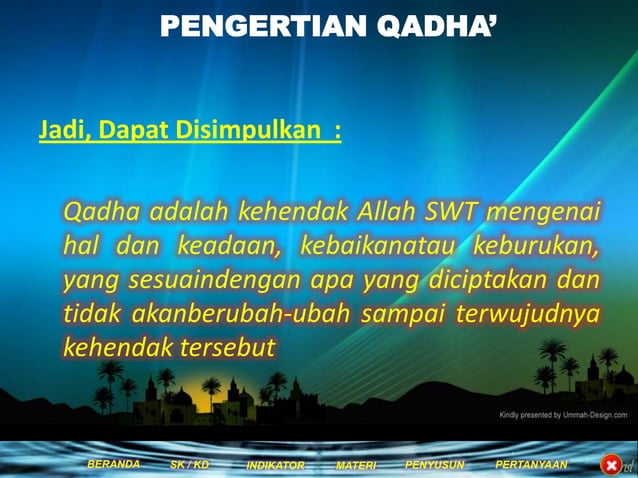 Beriman kepada qadha’ dan qhadar | PPT