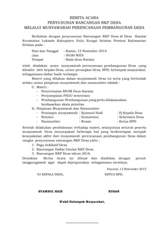 Berita acara-musyawarah-desa-rkp des | DOCX