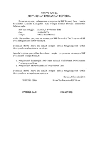 Berita acara-musyawarah-desa-rkp des | DOCX