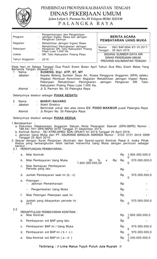 Berita acara pembayaran uang muka rehab contoh | DOC